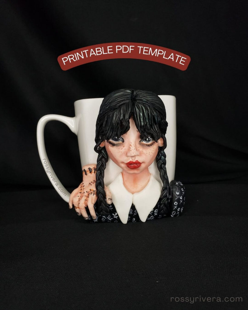 Wednesday Addams (+ THING!) Mug Printable Template - Rossy Rivera Art